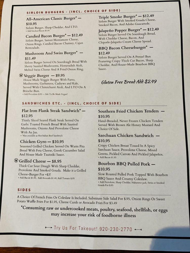 Menu at The Ruby Owl Tap Room pub & bar, Oshkosh