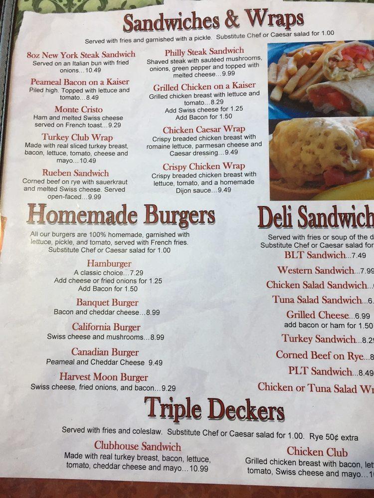 Menu at Harvest Moon Restaurant, Saint Jacobs