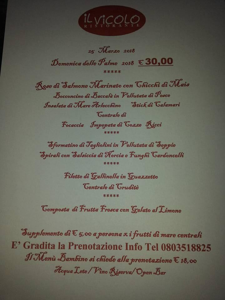 Menu at Il Vicolo pizzeria e ristorante, Terlizzi