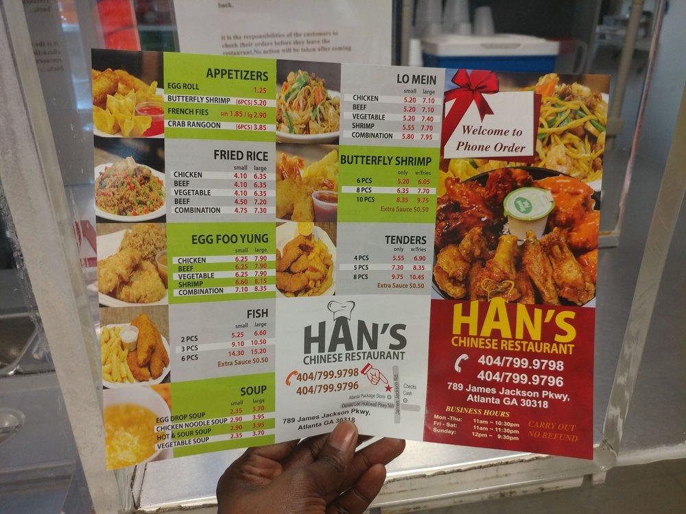 Menu at Hans Chinese Food And Chicken Wings restaurant, Atlanta, 798 ...