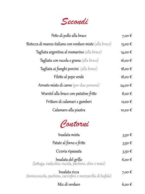 Menu da IL Grillo Parlante ristorante, Pomezia