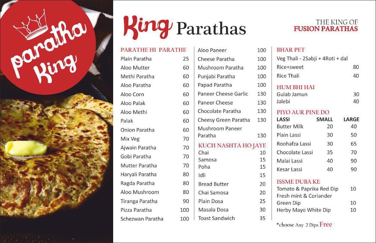 Menu at Paratha King, Pune, Datta Mandir Road