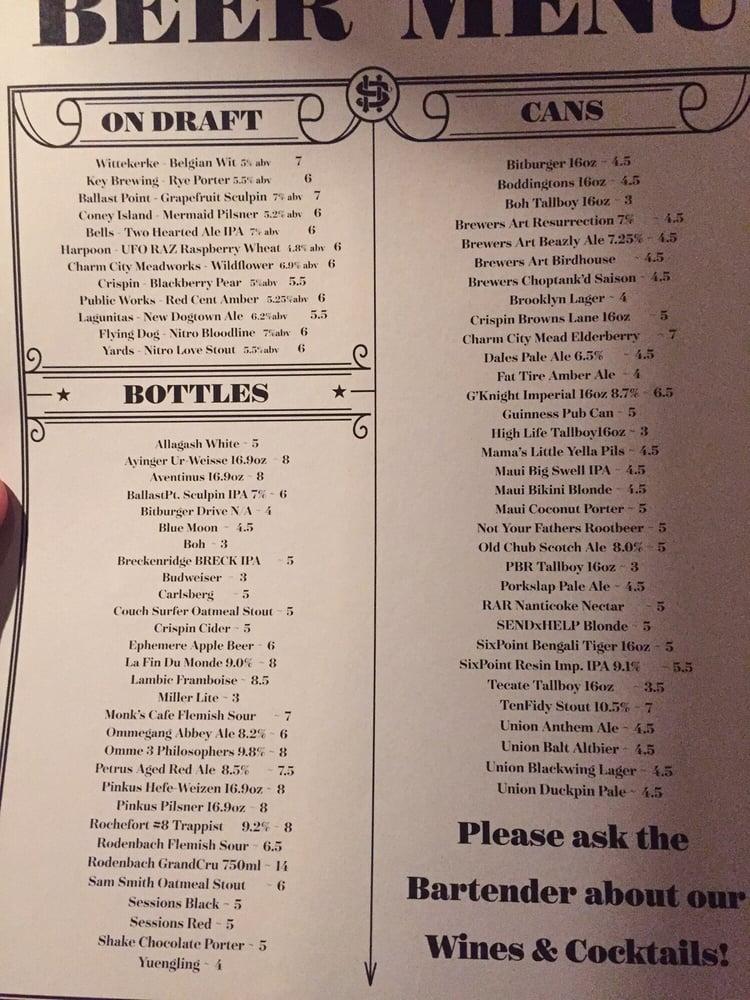 Menu at Snake Hill pub & bar, Baltimore