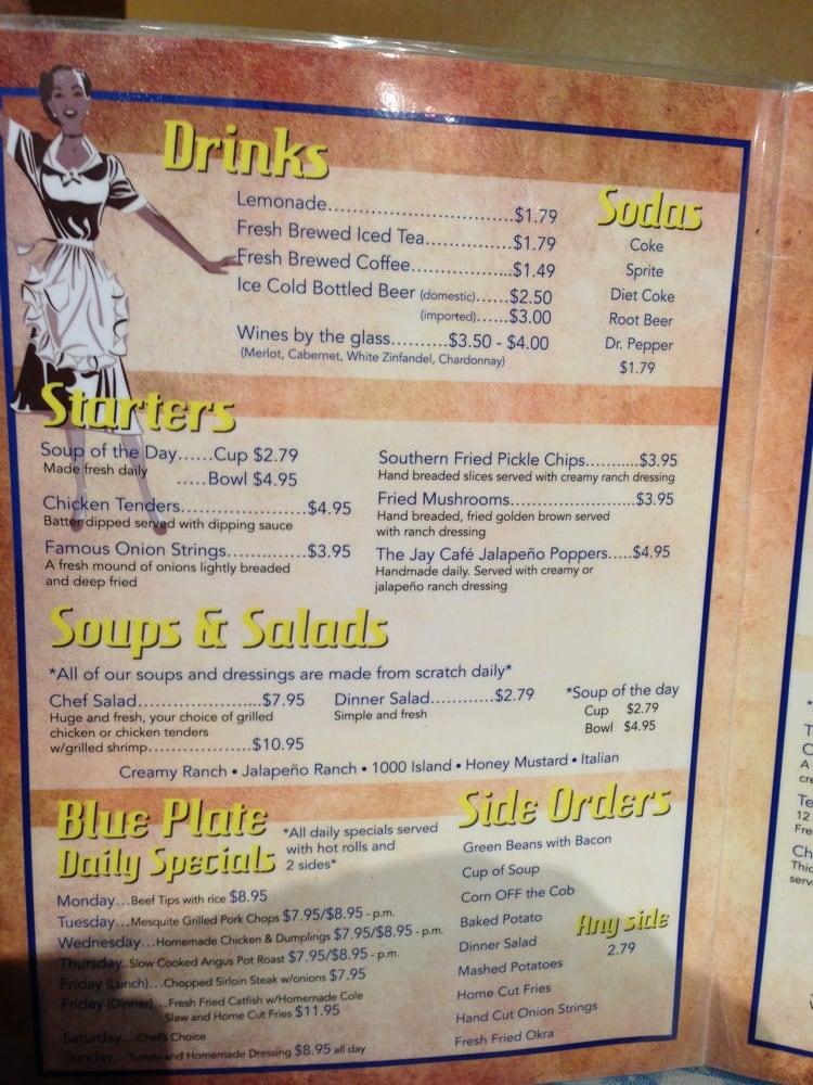 Menu at The Jay Cafe, Needville