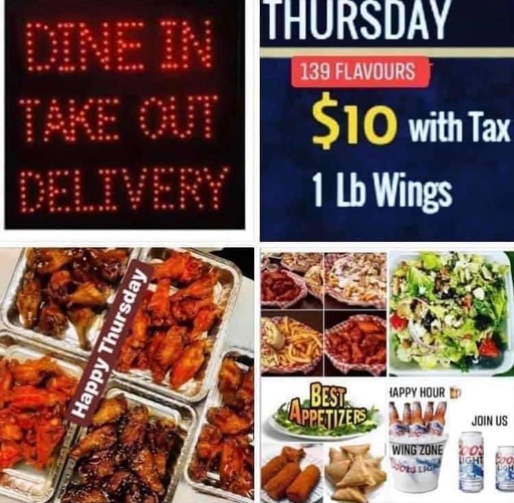 Menu au Wing zone pub et bar, Bradford West Gwillimbury