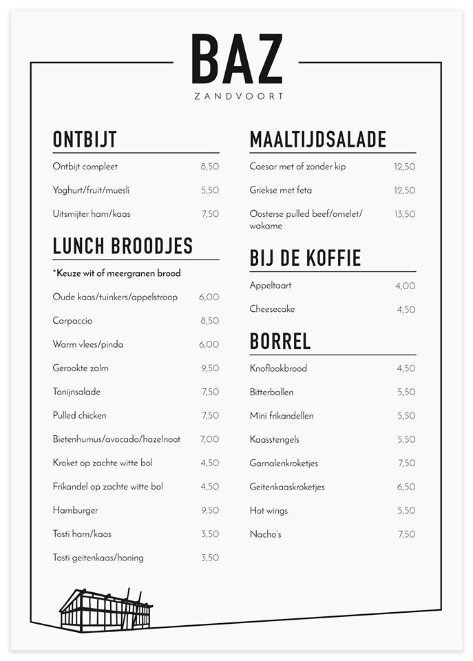 Speisekarte von Baz, Zandvoort