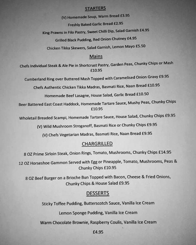 Menu at Black Bull Inn pub & bar, Great Smeaton, Great Smeaton
