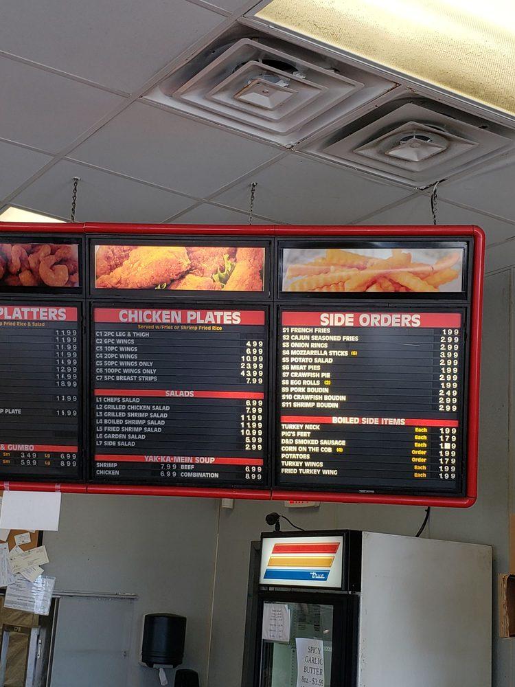 Menu at Cajun Seafood restaurant, New Orleans, Read Blvd