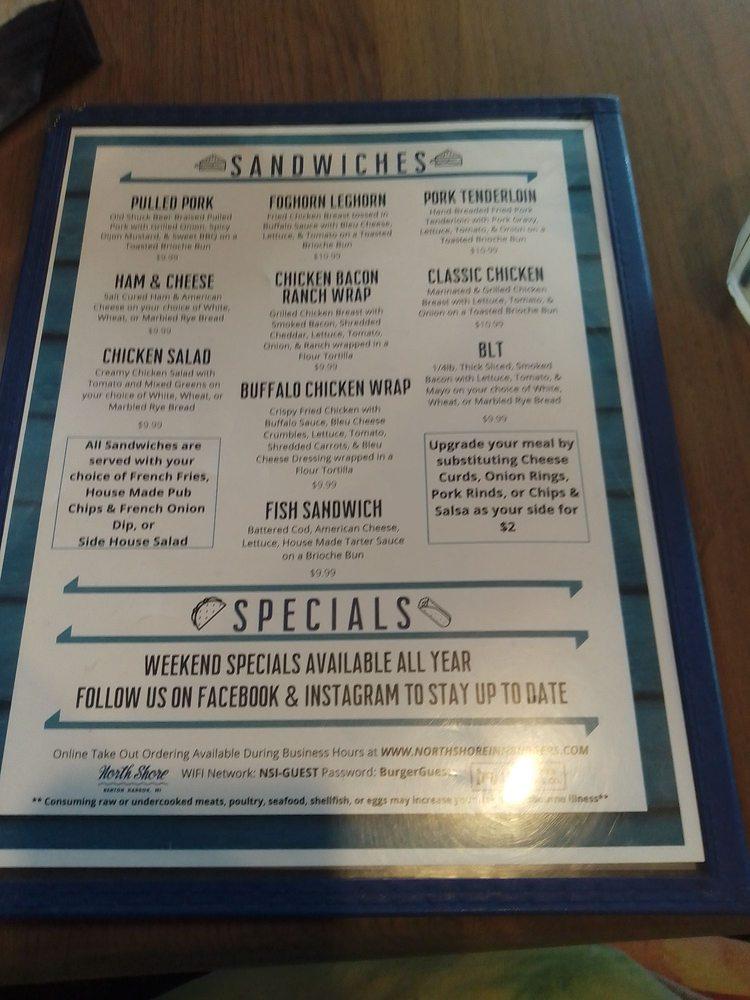 Menu at North Shore Inn pub & bar, Benton Harbor