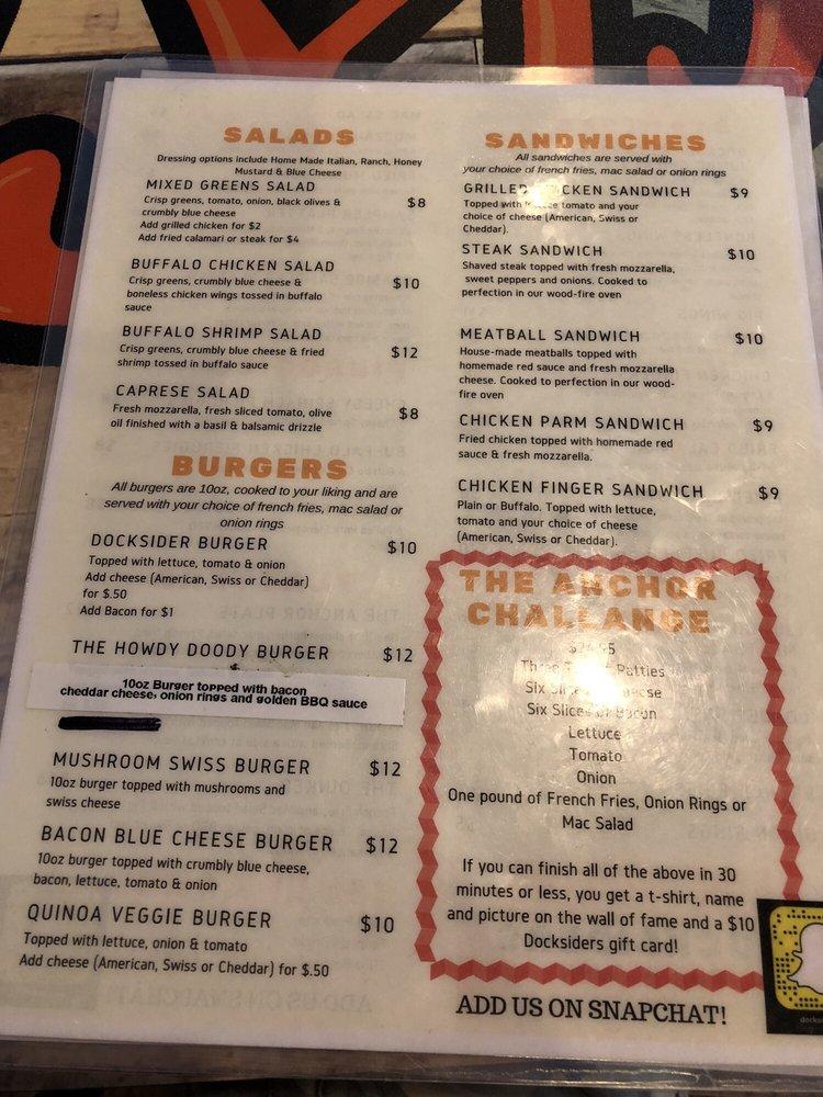 Menu at Docksiders Pub & Oven, Hilton, 416 Manitou Rd