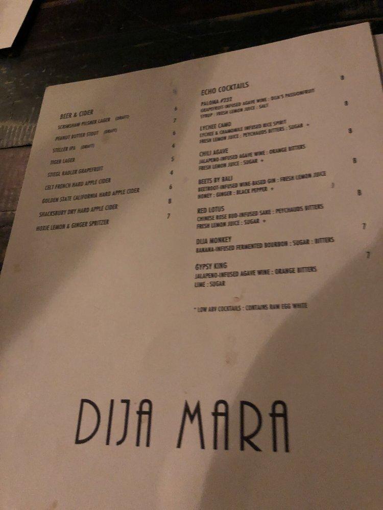 Menu at Dija Mara restaurant, Oceanside