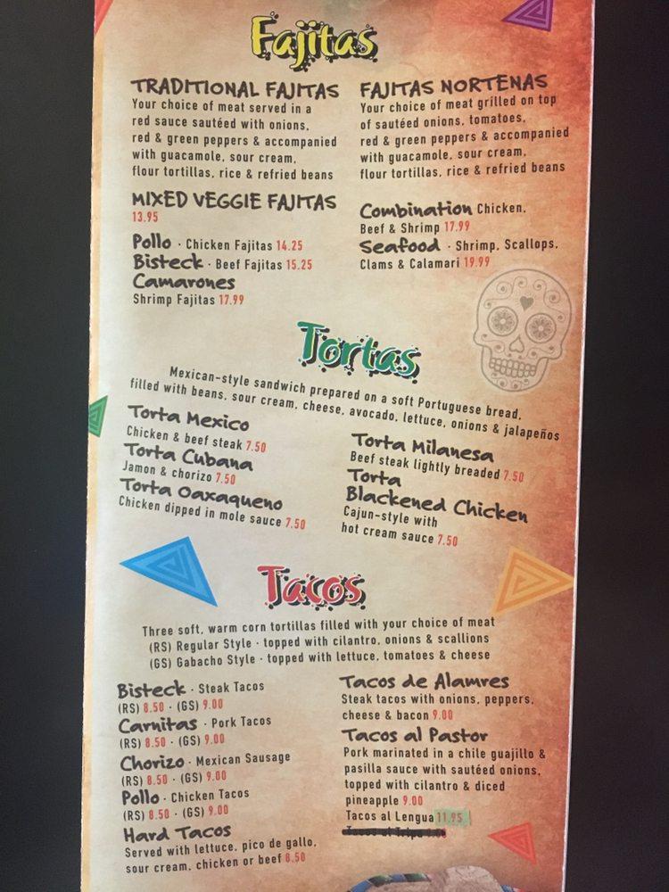 Menu at El Tipico restaurant, Somers Point