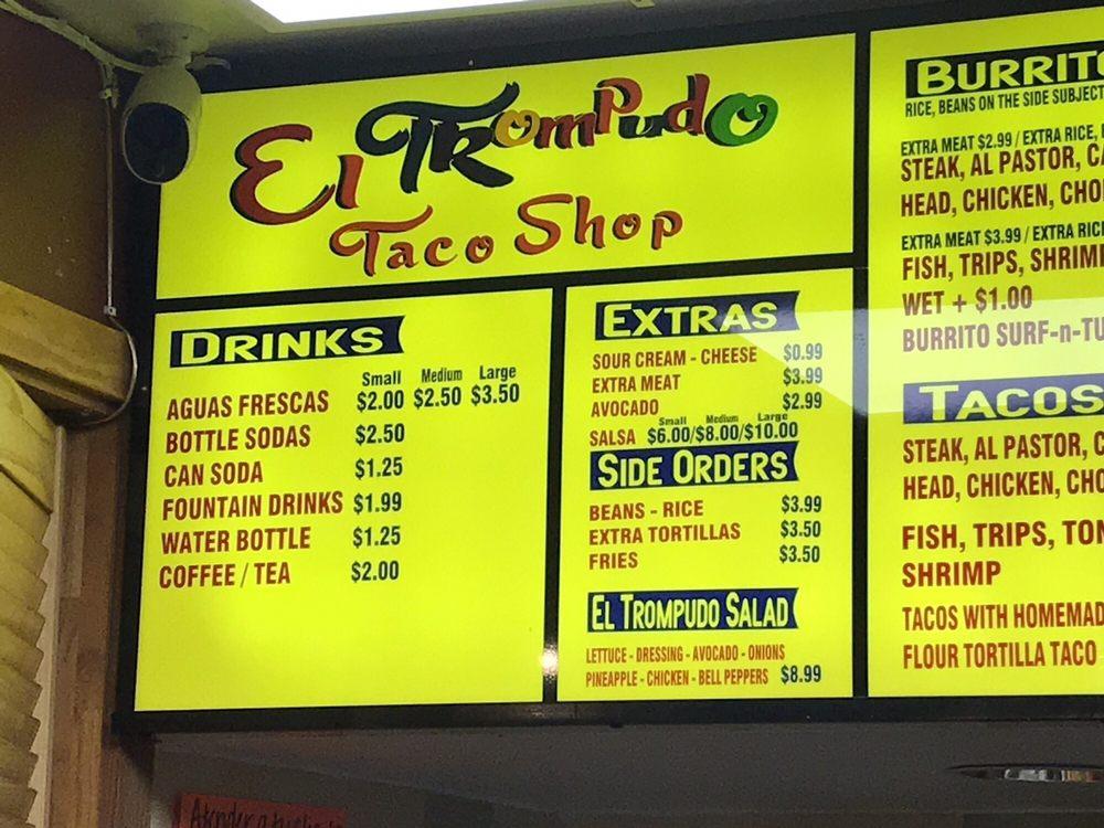 Menu at El Trompudo Taco Shop restaurant, El Sobrante
