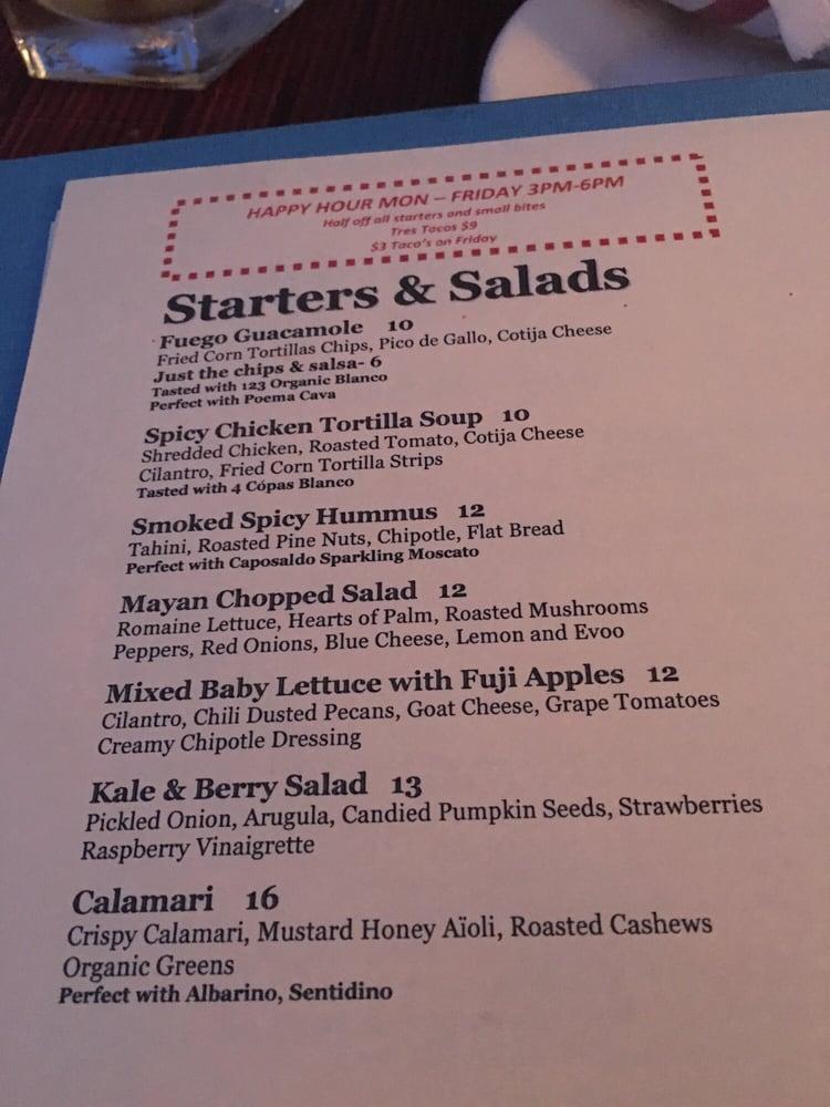 Menu at Fuego Restaurant, Long Beach