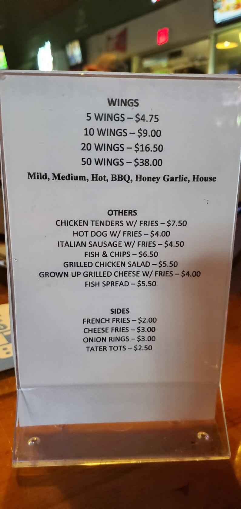 Menu at Goose's Sports Bar, Largo