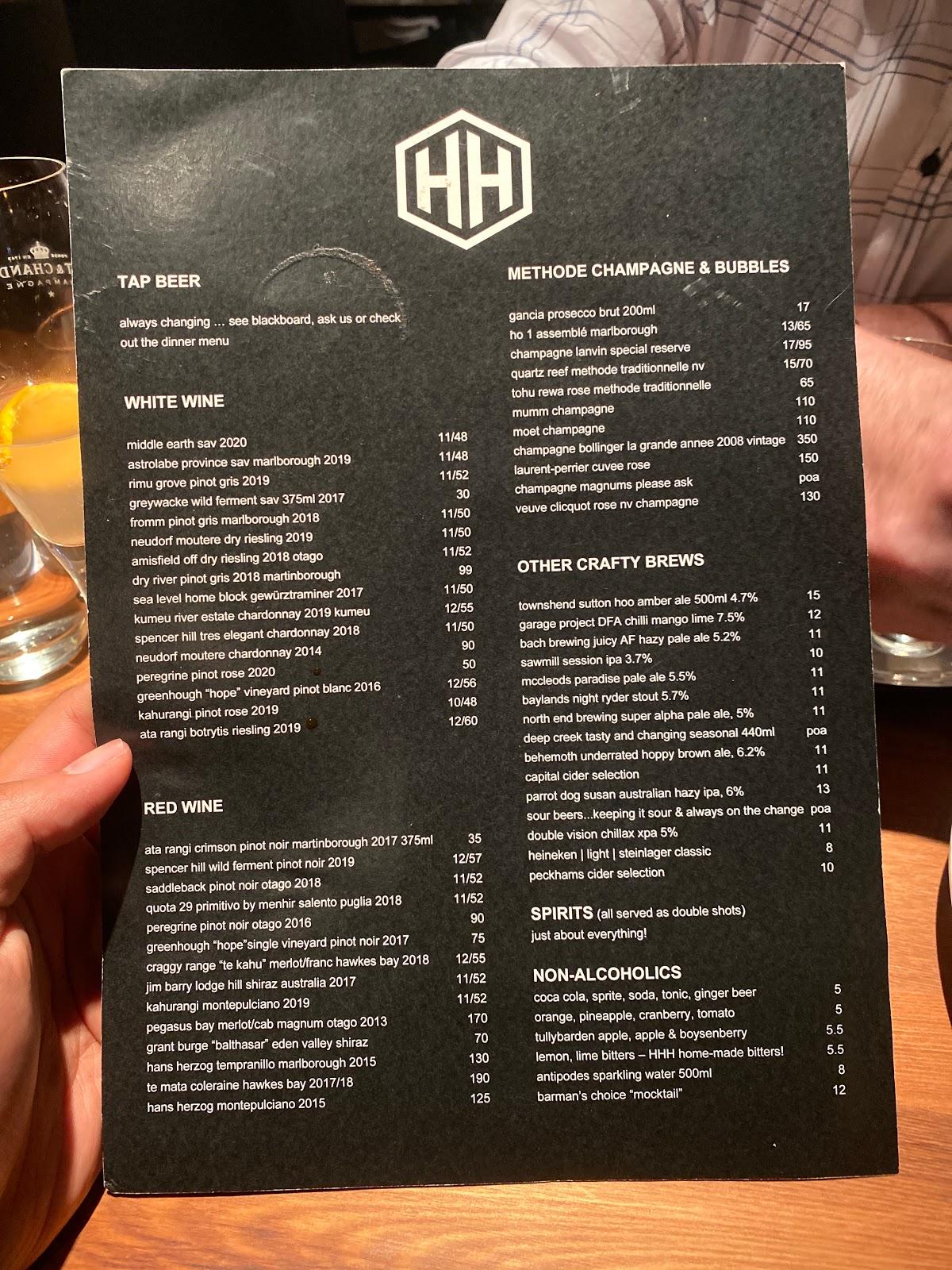 Menu at Hawker House pub & bar, Nelson