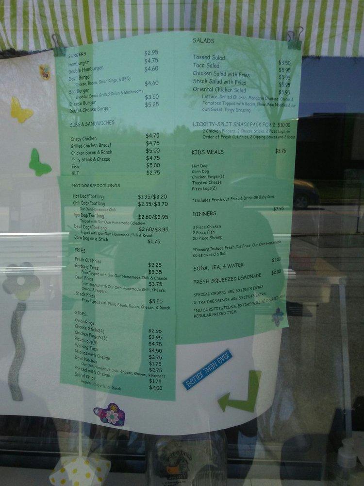 Menu at Lickety Split fast food, Cambridge Springs