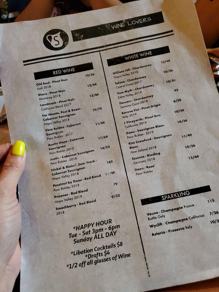 Menu at Sonder steakhouse, Bakersfield