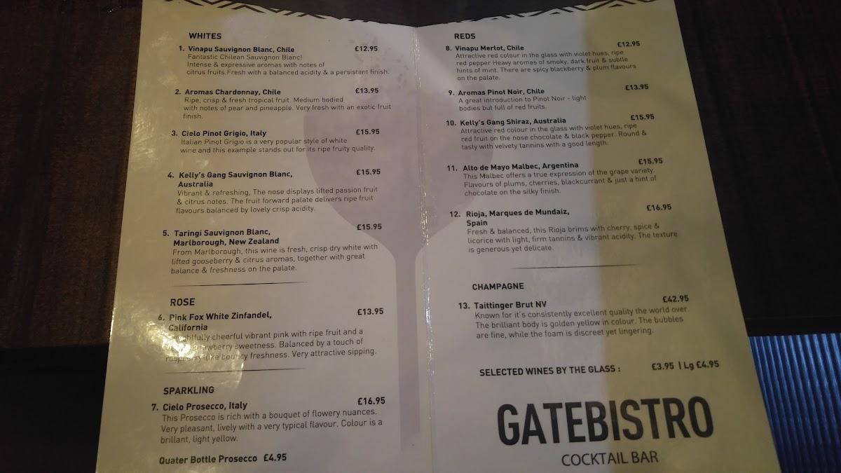 Menu at The Gate Bistro & Cocktail Bar, Londonderry