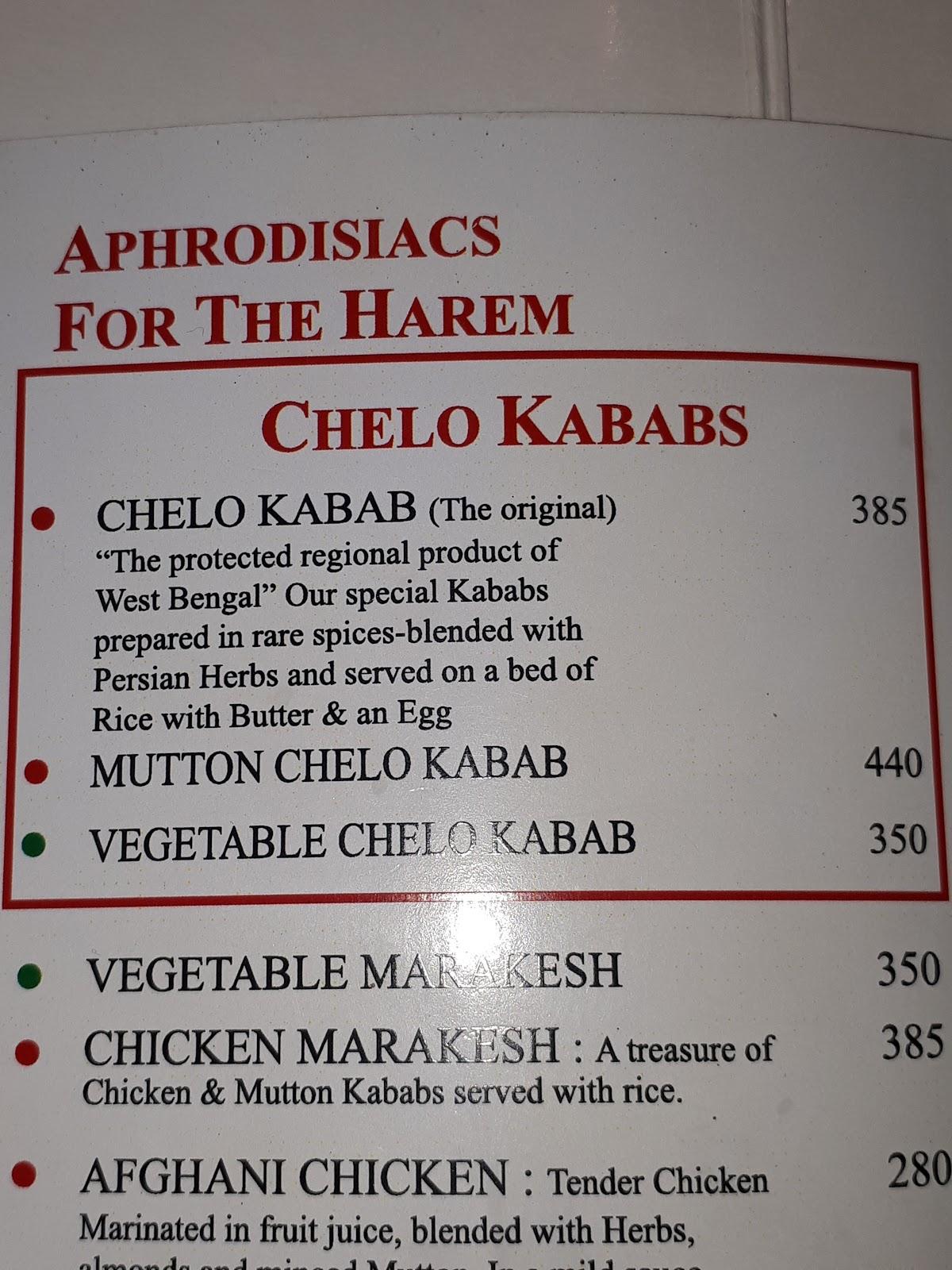 Menu at Peter Cat, Kolkata