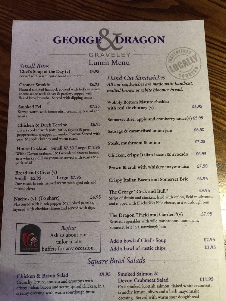 Menu at George & Dragon pub & bar, Stevenage