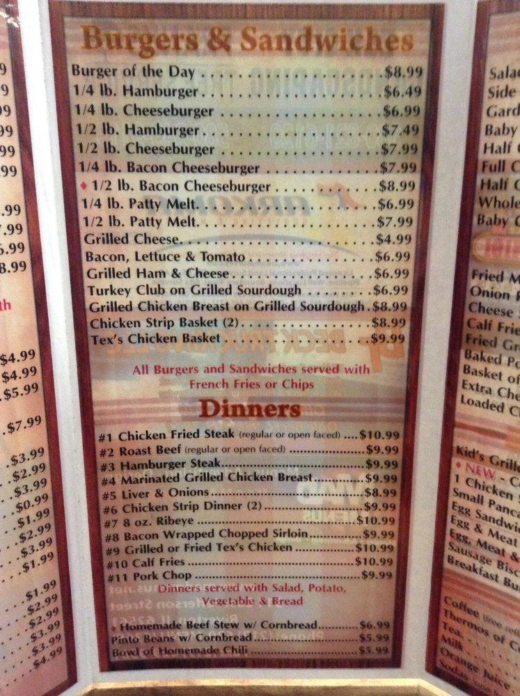 Menu at Home Cooking cafe, Elk City