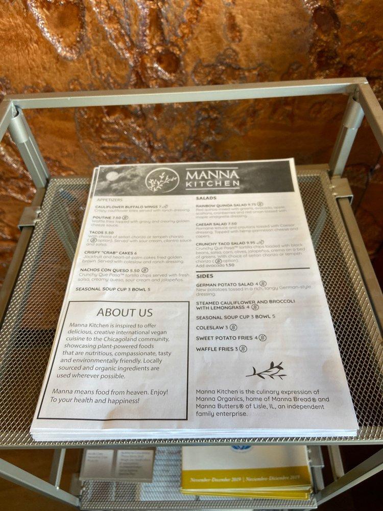 Menu at Manna Kitchen restaurant, Lisle