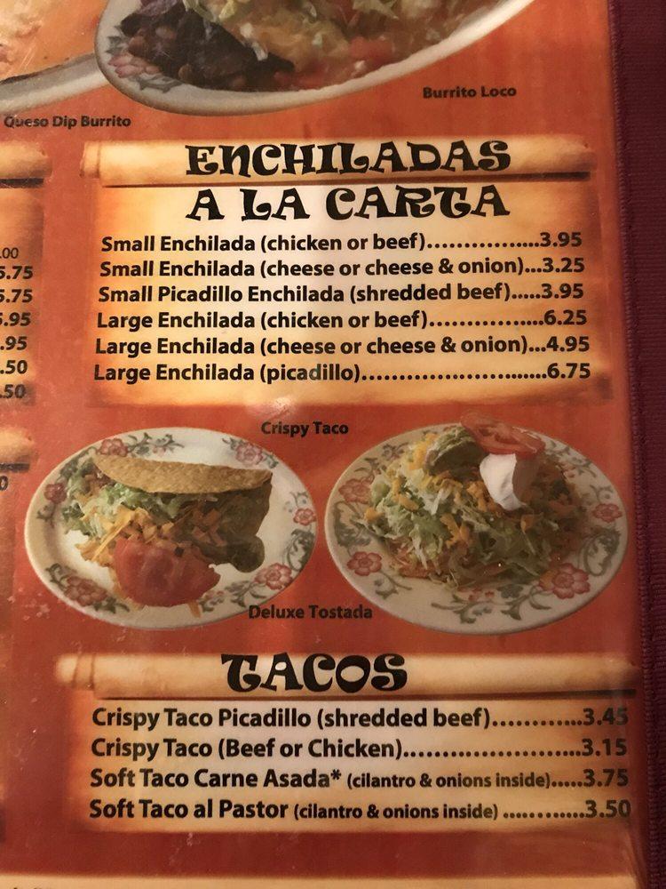 Menu at Mi Mexico Restaurant, Colorado Springs