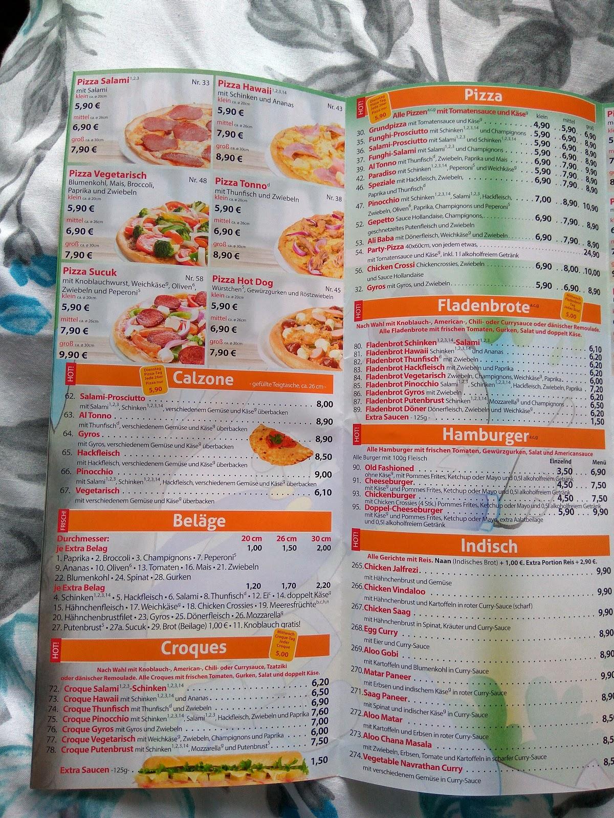 Carta del restaurante Pinocchio Grill, Neumünster