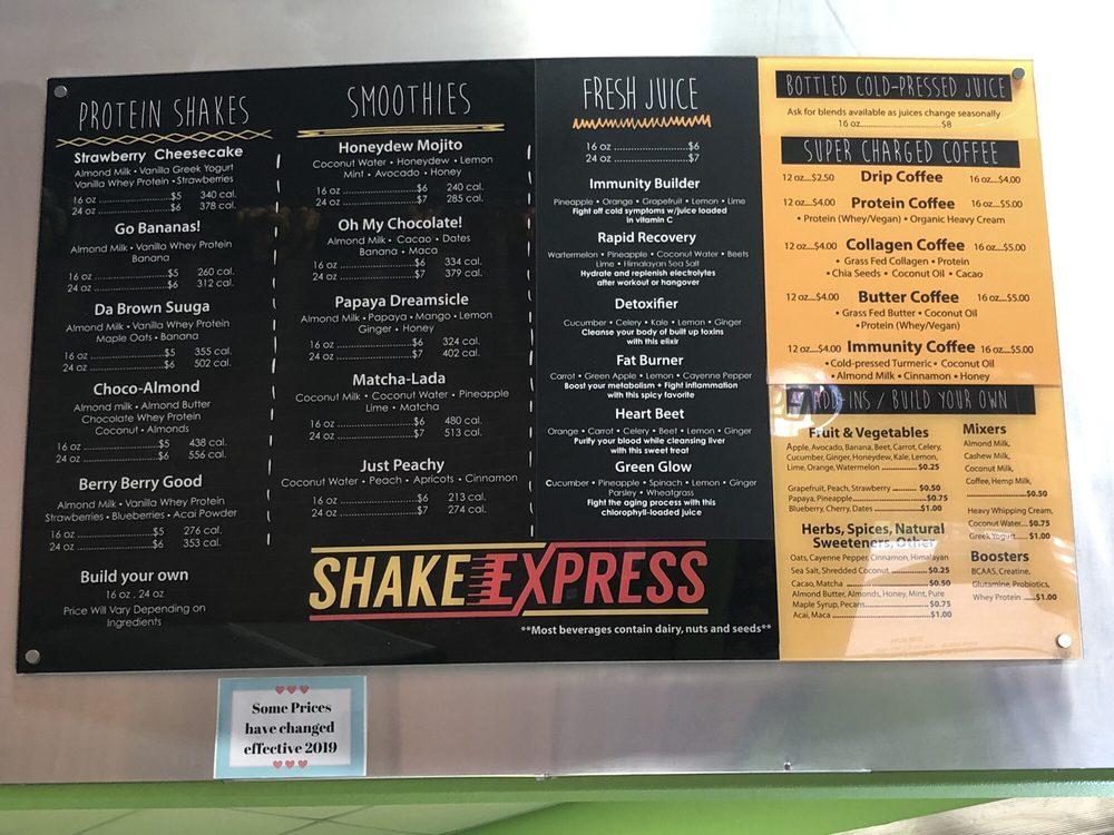 Menu at ShakeExpress pub & bar, McAllen