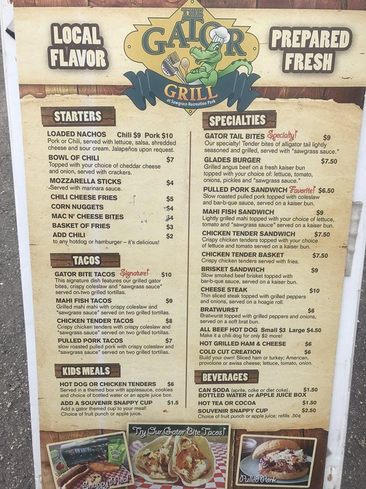 Menu at The Gator Grill, Weston