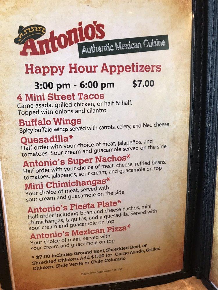 Menu at Antonio's Méxican Restaurant, Fresno