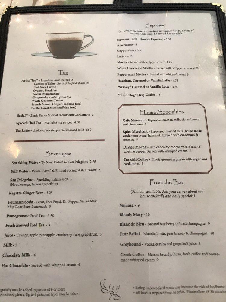 Menu at Artemis Lakefront Café restaurant, South Lake Tahoe