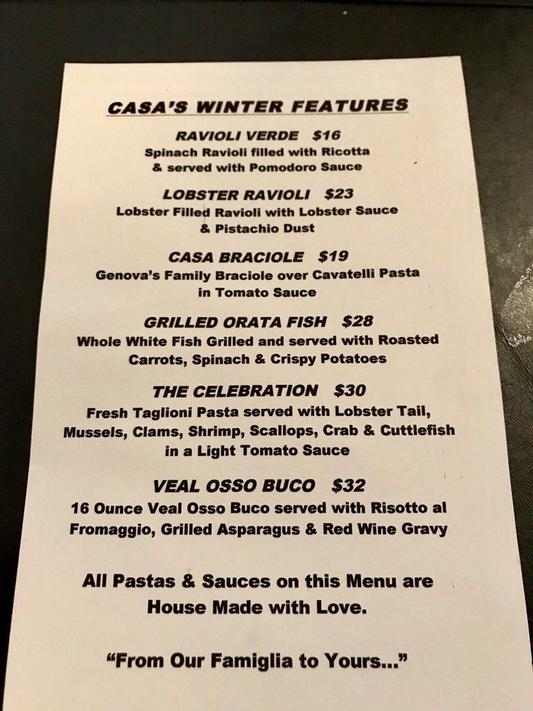 Menu at Casa Italiana Restaurant, Richmond