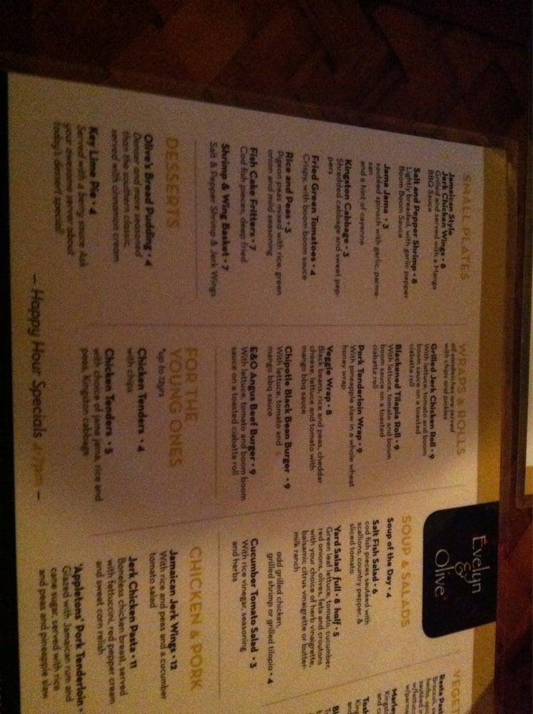 Menu at Evelyn & Olive restaurant, Memphis