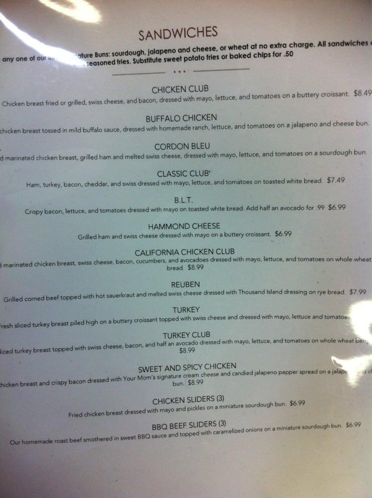 Menu at Our Mom's Restaurant and Bar, Hammond