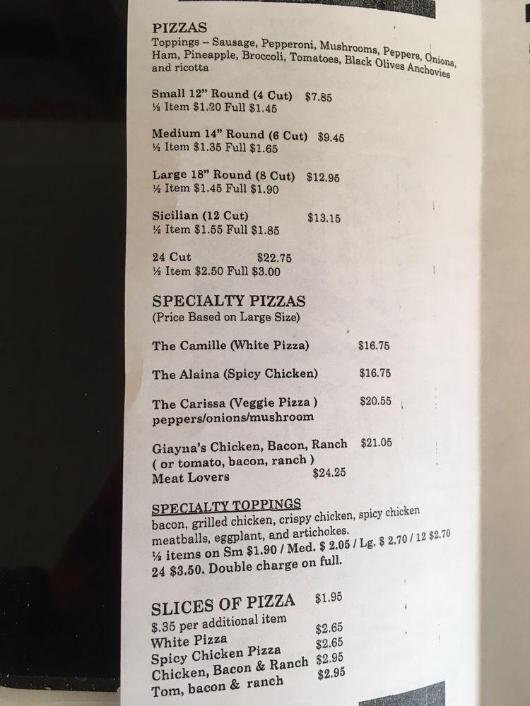 Menu at Pizza Supreme pizzeria, Broadalbin