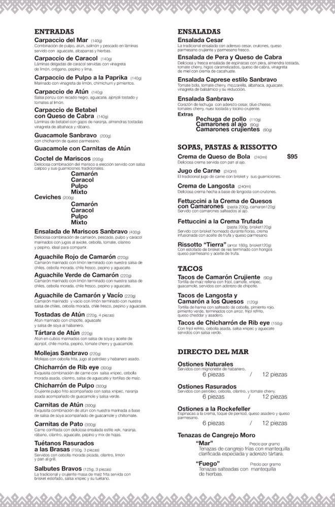 Carta de parrilla Sanbravo, Merida