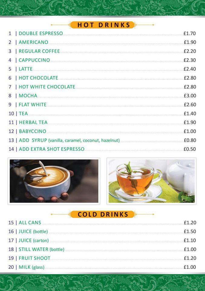 Menu at Dragon Cafe, Bridgend