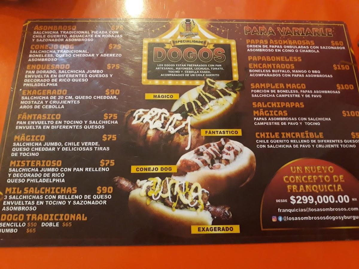Carta del restaurante Los Asombrosos Dogos y Burgers, Hermosillo