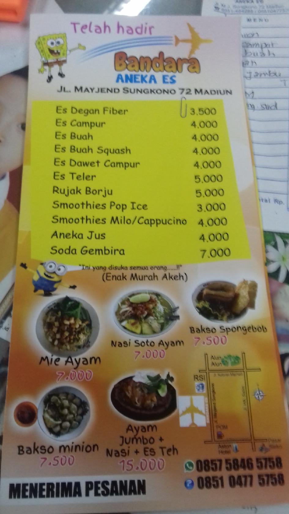 Menu at Nasi Pedas Mas BRO restaurant, Madiun
