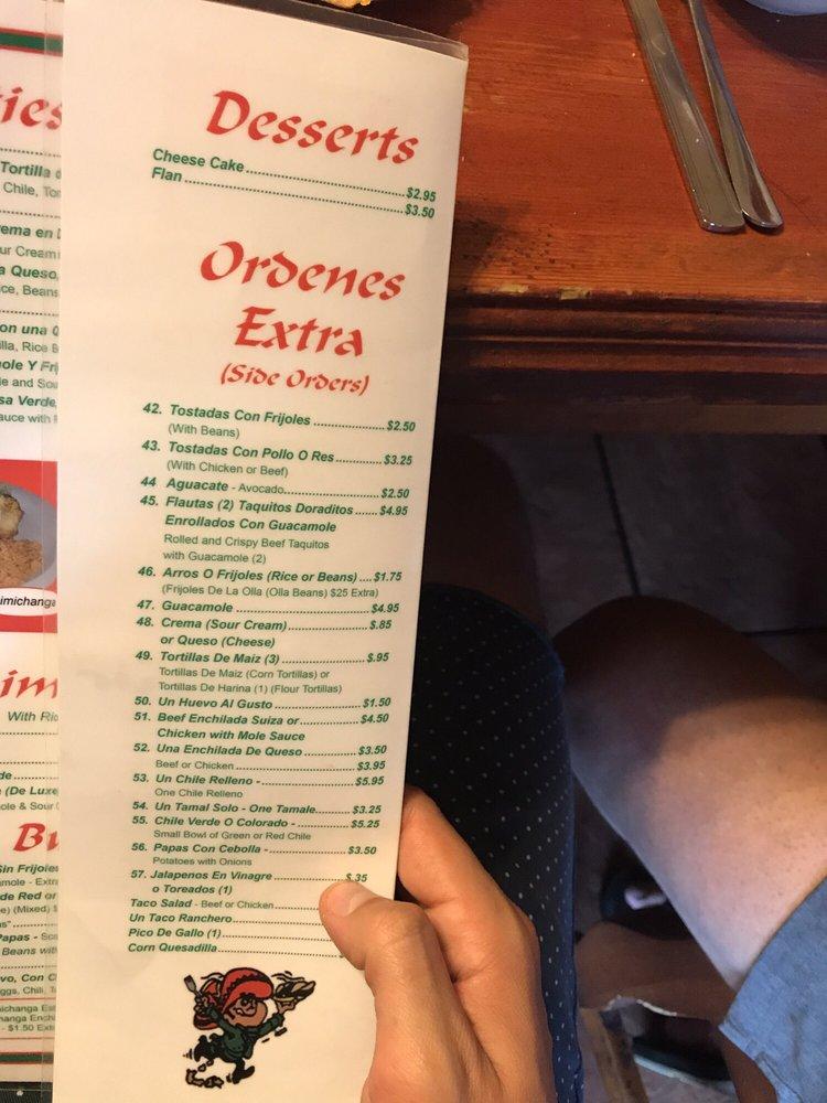 Menu at Pepe's Taco Villa restaurant, Phoenix, W Camelback Rd