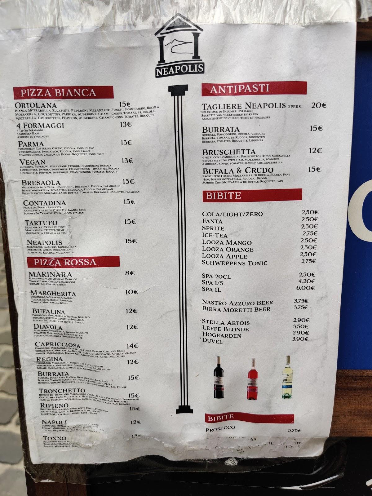 Menu at Restaurant Neapolis, Ghent