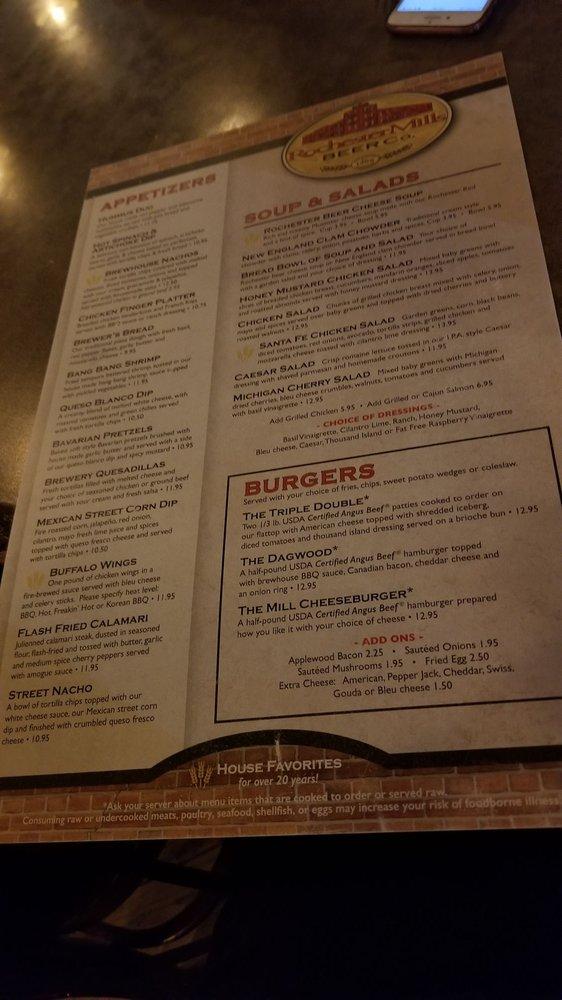 Menu at Rochester Mills Beer Company pub & bar, Rochester