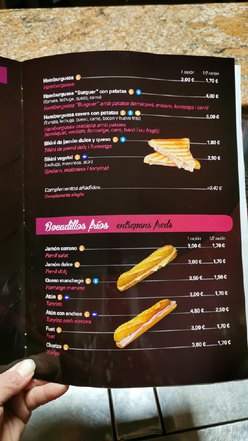 Menu at Bar Restaurante La Rambla, La Canonja