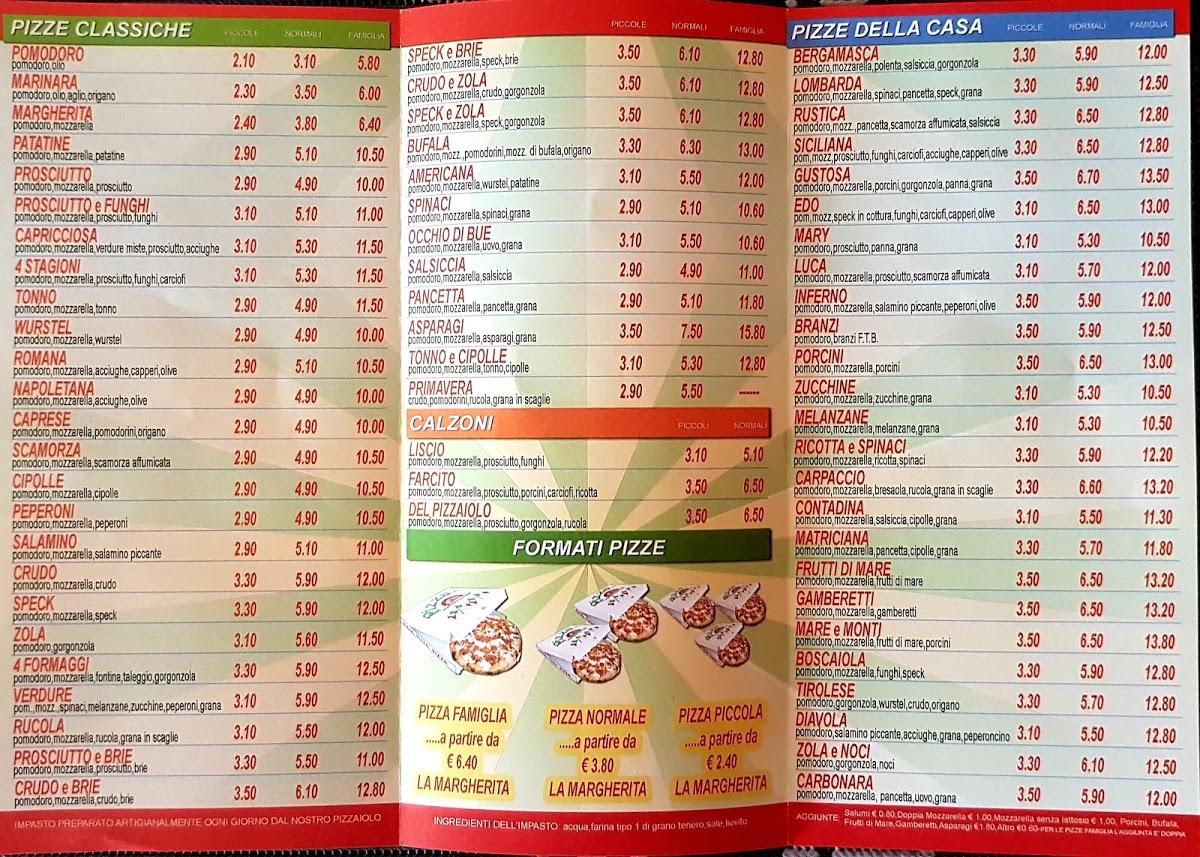 Menu da Pizza E Vai pizzeria, Alzano Lombardo