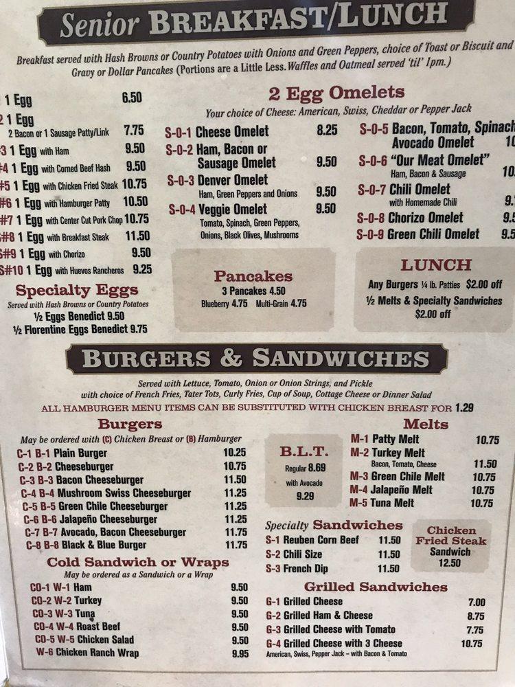 Menu at Show Low Cafe, Show Low, 480 W Deuce of Clubs