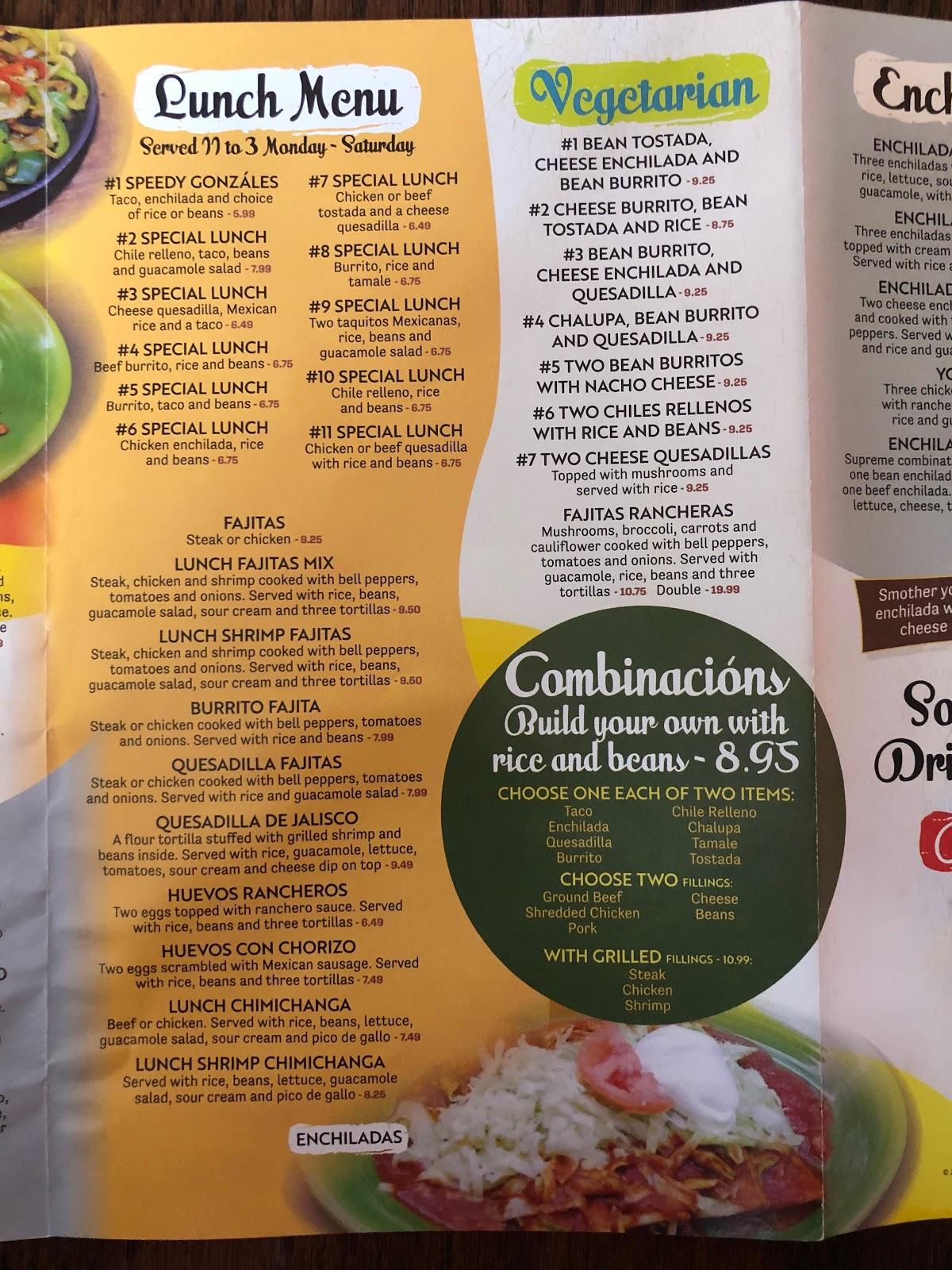 Menu at El Ranchito restaurant, Holton