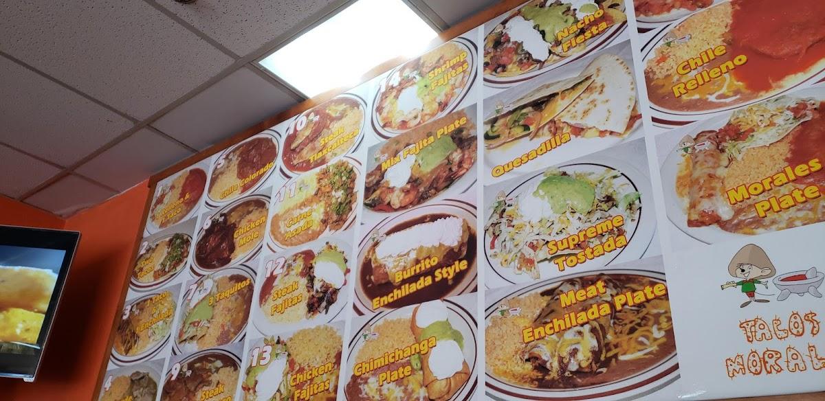 Menu at Tacos Morales restaurant, Prineville