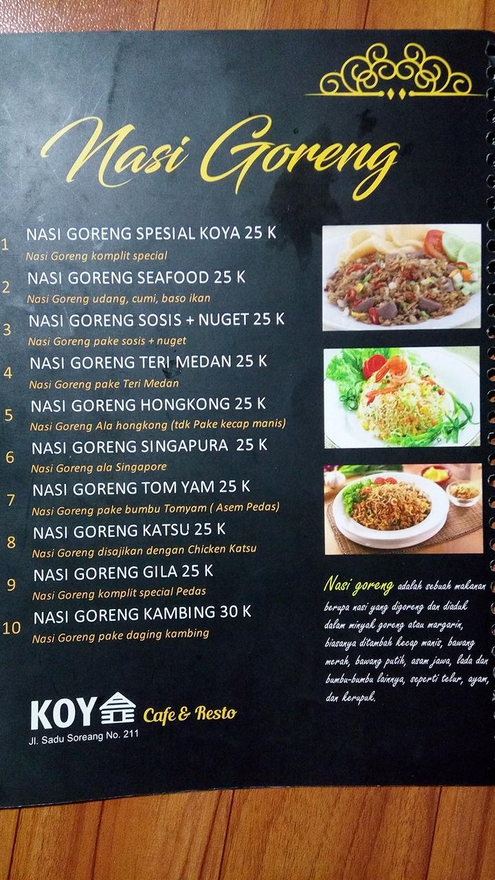 Menu at Koya Cafe & Resto, Soreang, Jl. Raya Soreang-Ciwidey No.211